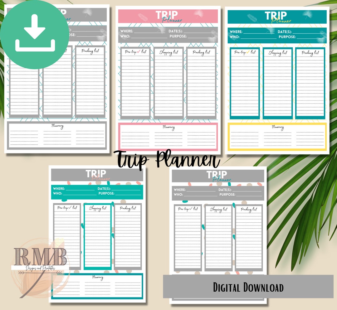 Printable Travel Plan: Single Page Travel Checklist, Packing List ...