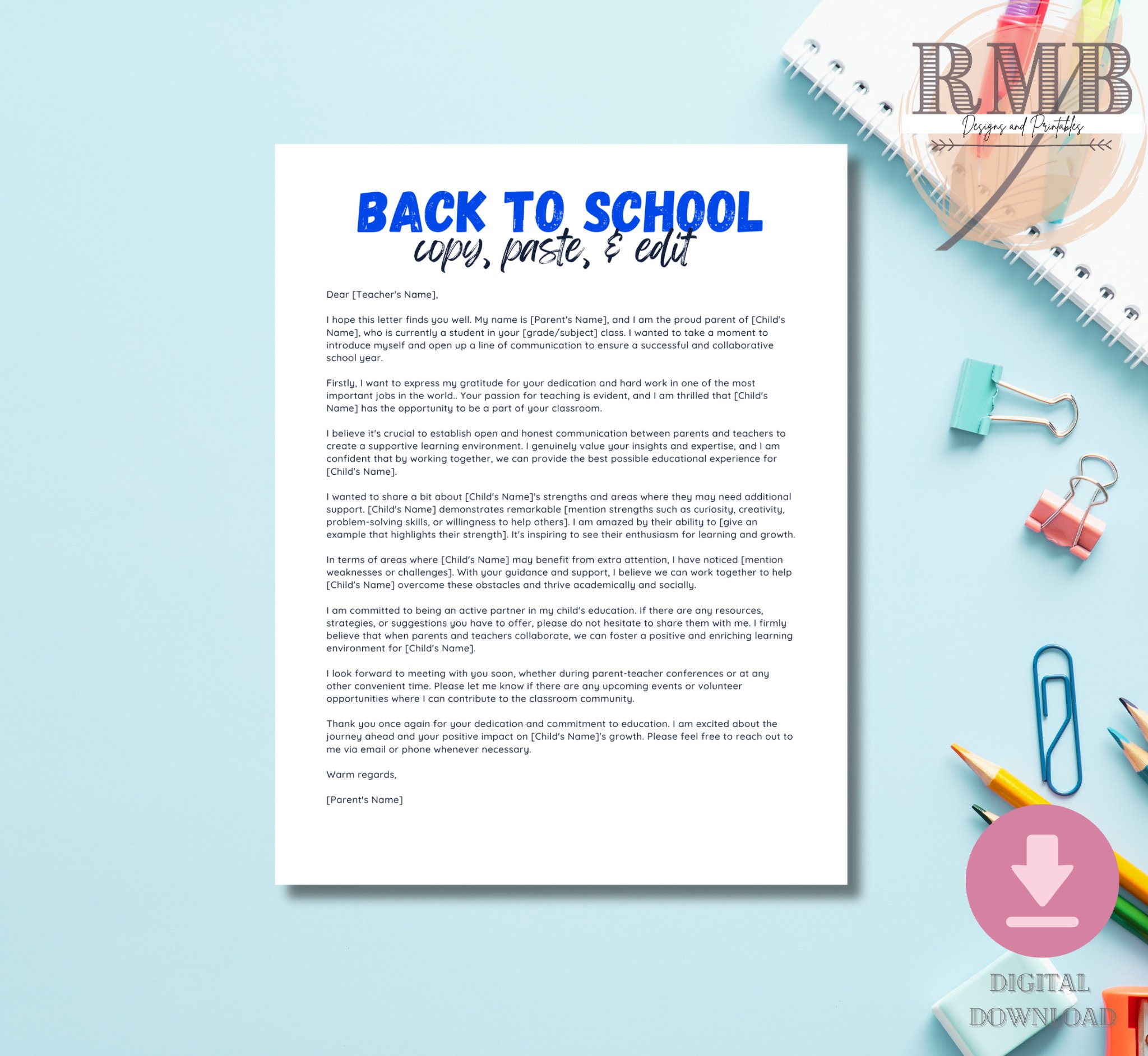 Printable Back-to-school Checklist, Editable Routine Chart, Teacher ...