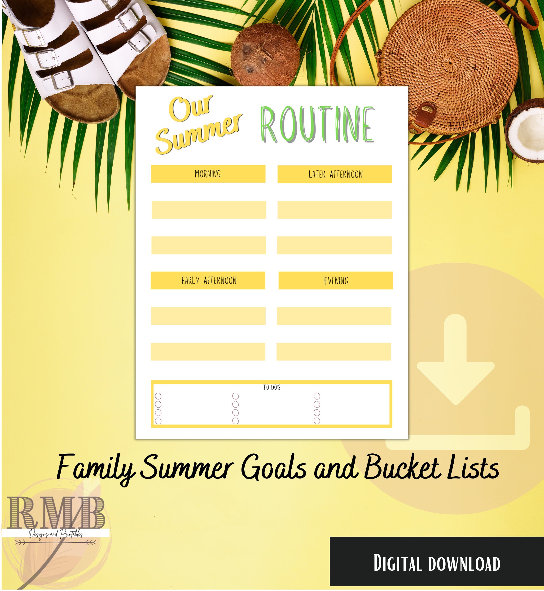 Printable Family Summer Bucket List Planner: Daily Routines, Monthly ...