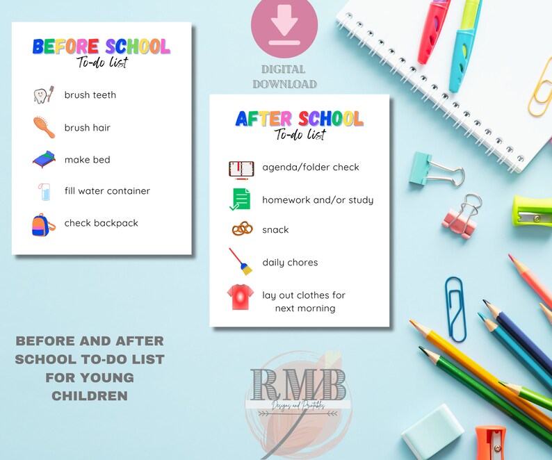 Printable Back-to-school Checklist, Editable Routine Chart, Teacher ...