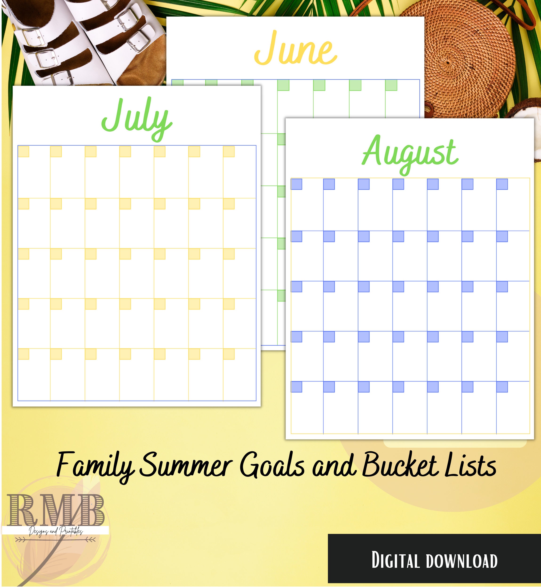 Printable Family Summer Bucket List Planner: Daily Routines, Monthly ...
