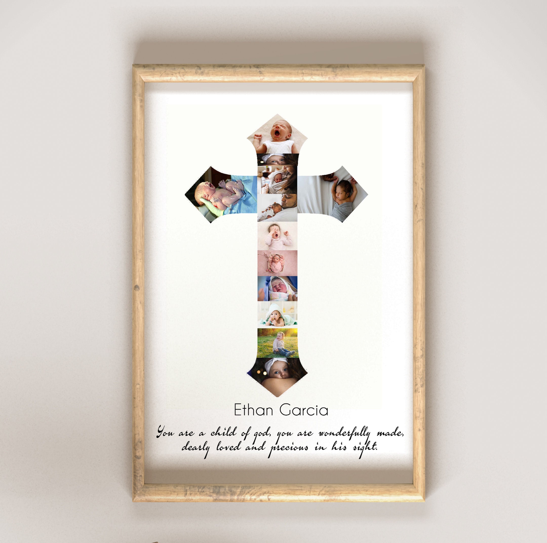 PRINTABLE Custom Cross Photo Collage Baby Baptism Gift - Etsy UK
