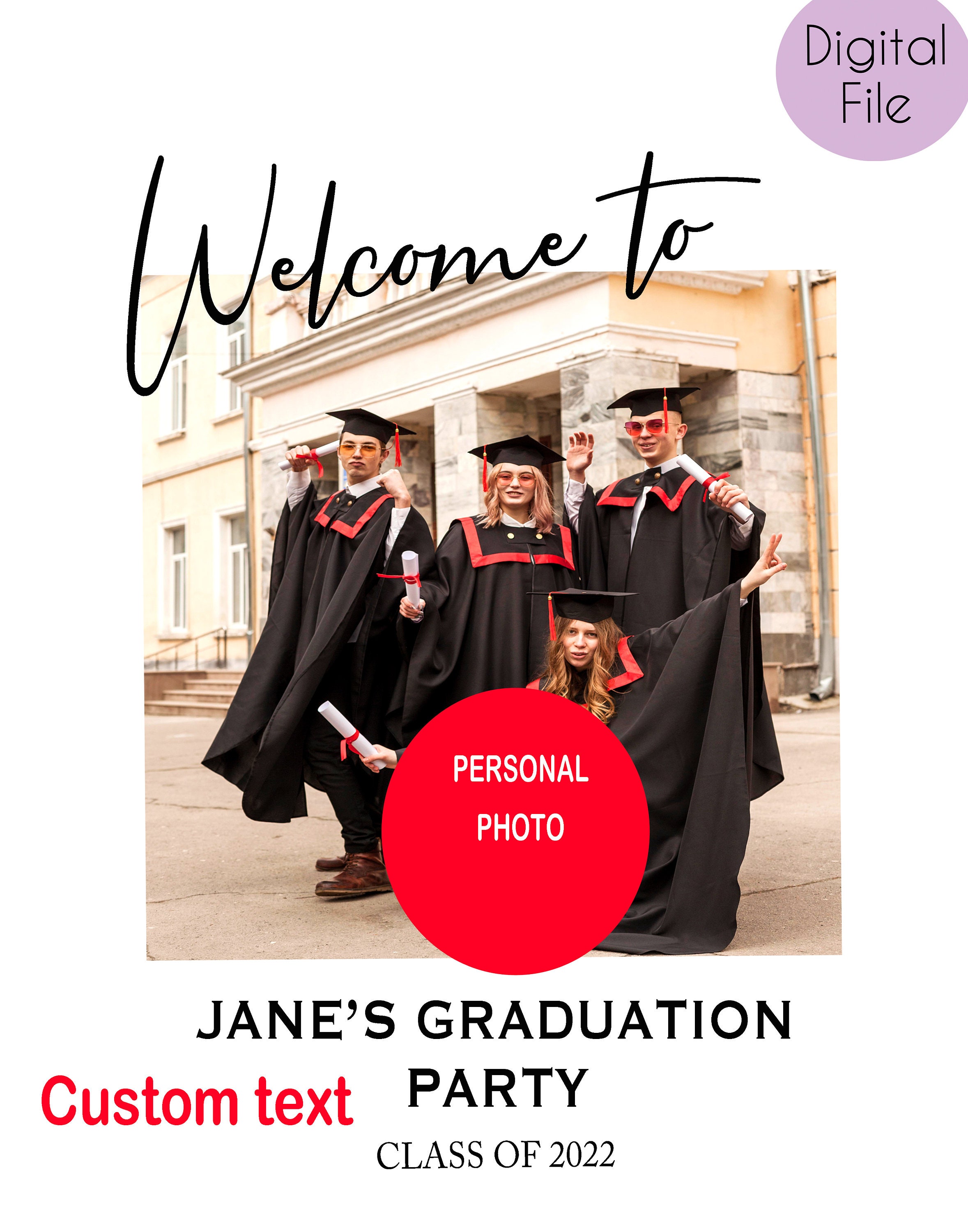 PRINTABLE Graduation Welcome Sign Photo Graduation Poster - Etsy