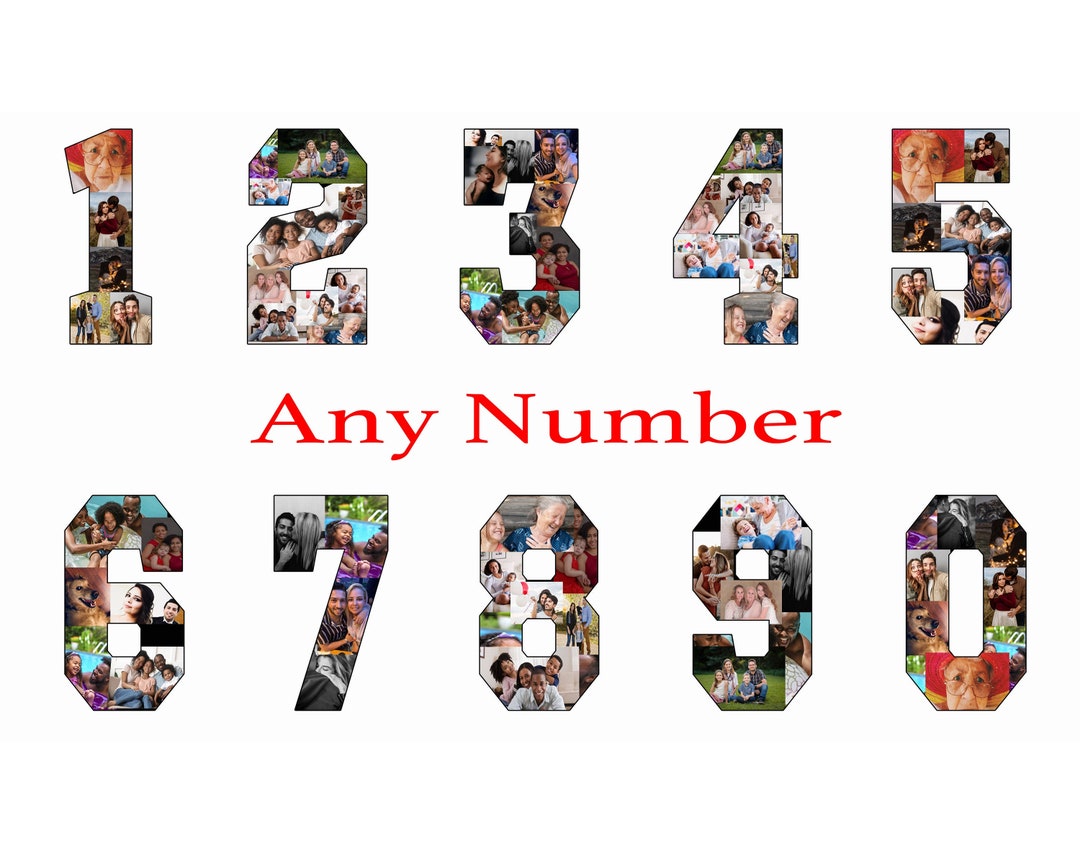 PRINTABLE Custom Any Number Photo Collage, Custom Sports Numbers ...