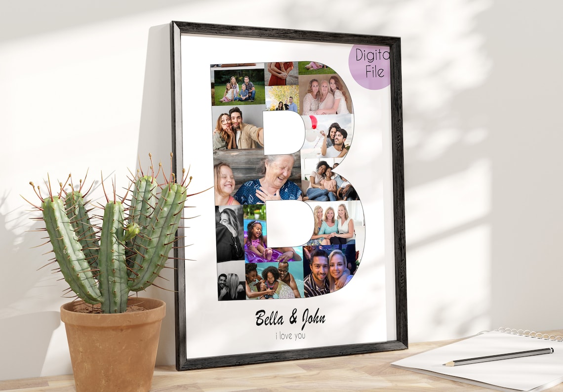 PRINTABLE Custom Any Letter Photo Collage, Custom Name, Printable ...
