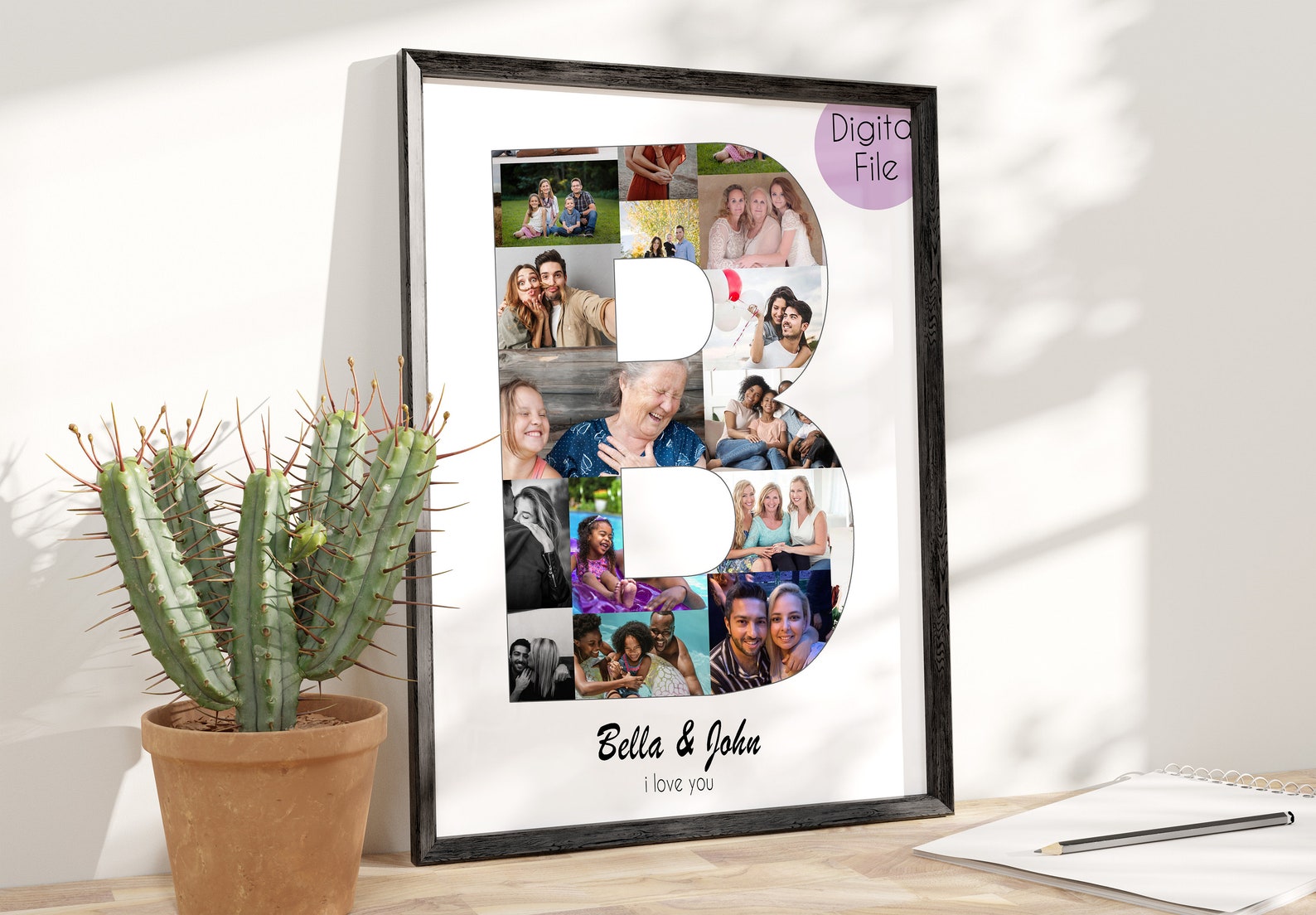 PRINTABLE Custom Any Letter Photo Collage, Custom Name, Printable ...