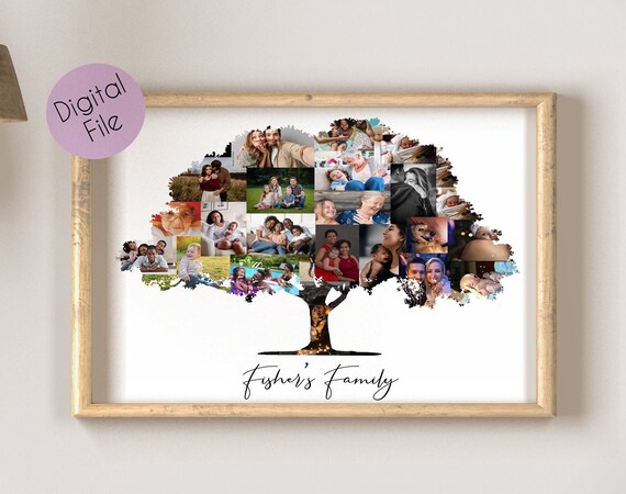 PRINTABLE Custom Family Tree Collage Birthday Gift Collage - Etsy