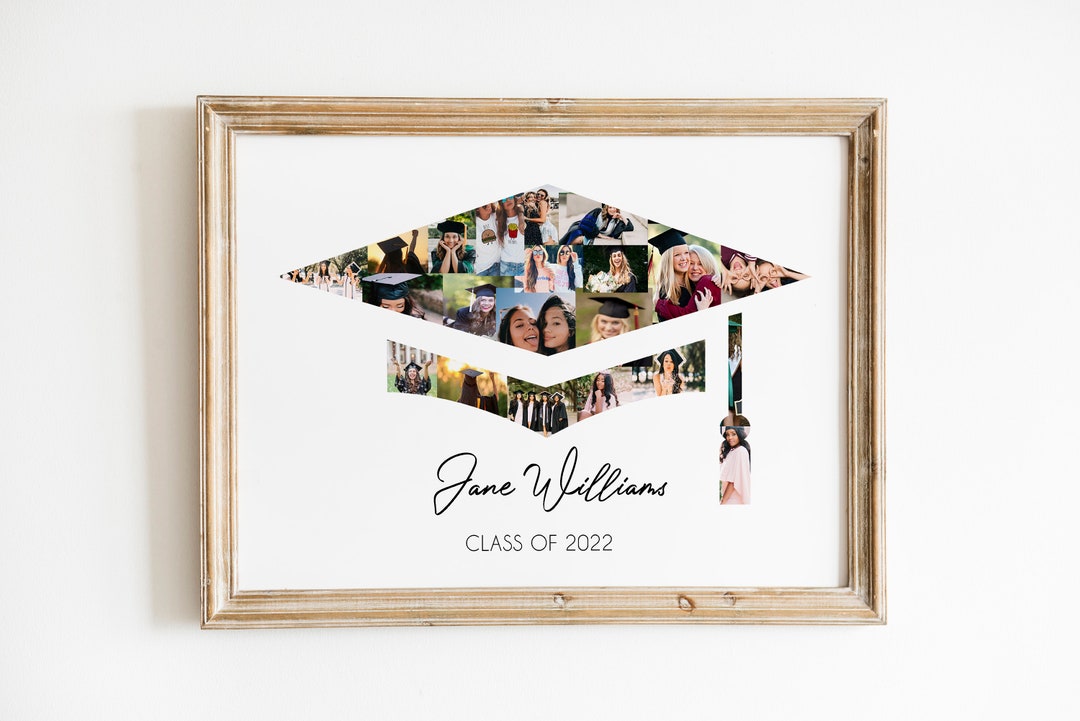 PRINTABLE Graduation Photo Collage, Graduation Gift, Graduation Cap ...