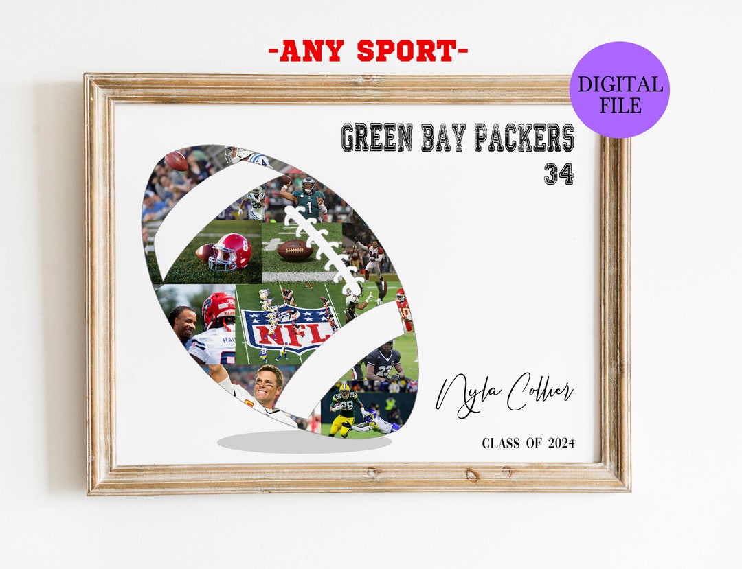 PRINTABLE Custom Football Photo Collage, Coach Gift, Printable Football ...
