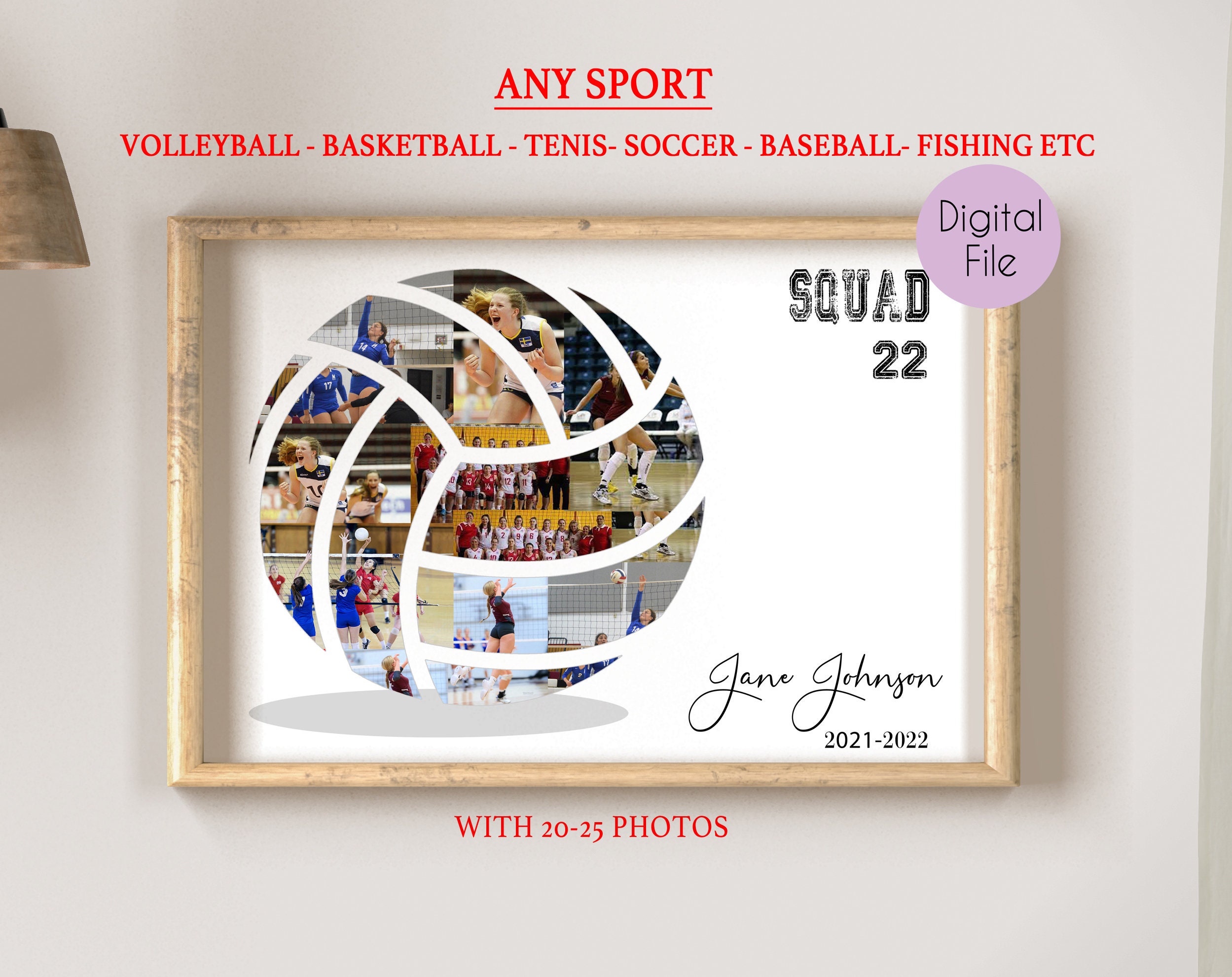 PRINTABLE Custom Football Photo Collage, Coach Gift, Printable Football ...