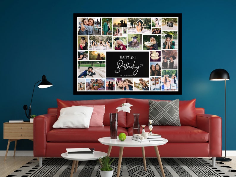 PRINTABLE Custom Birthday Photo Collage Custom Photo Gift - Etsy