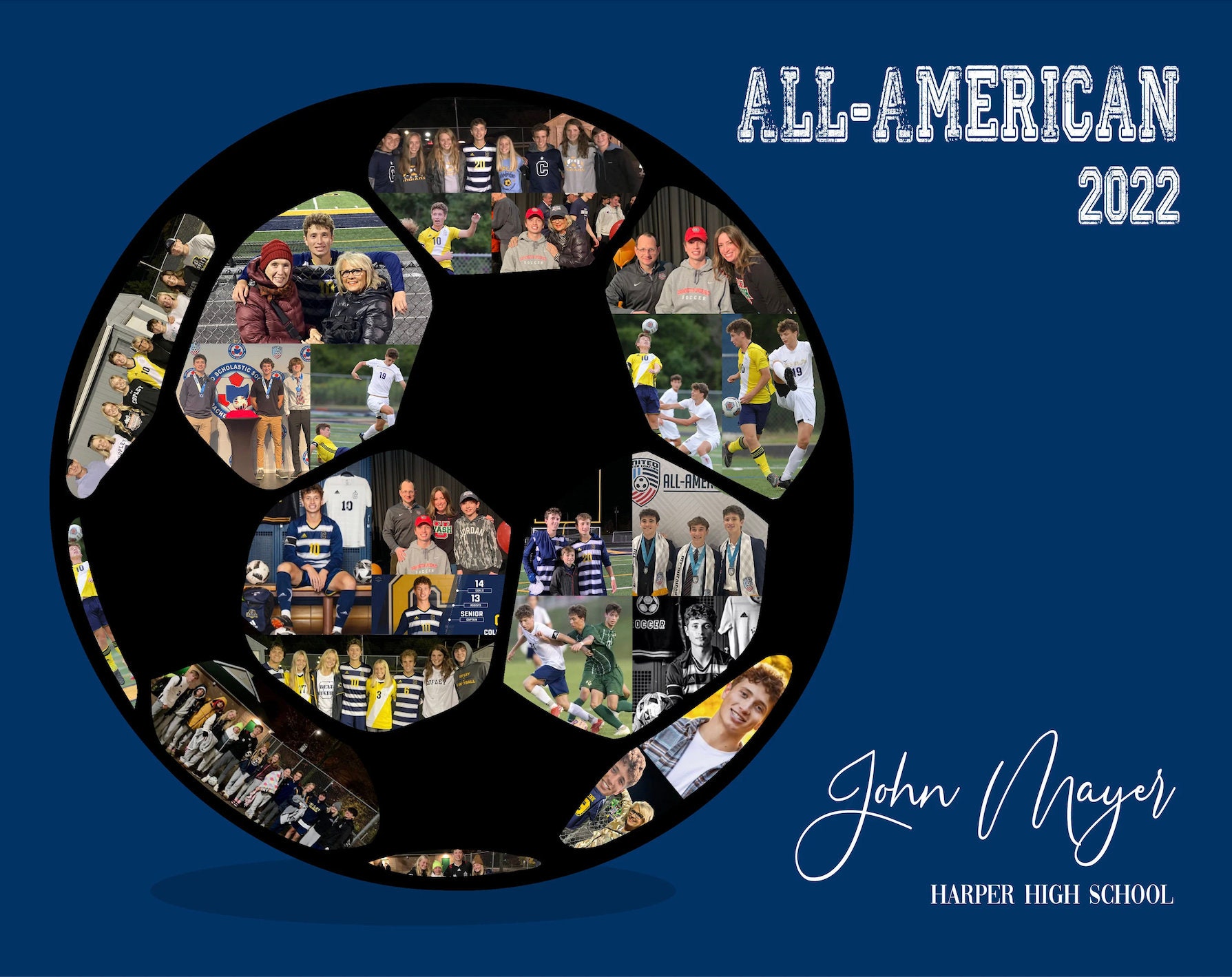 PRINTABLE Custom Football Photo Collage, Coach Gift, Printable Football ...