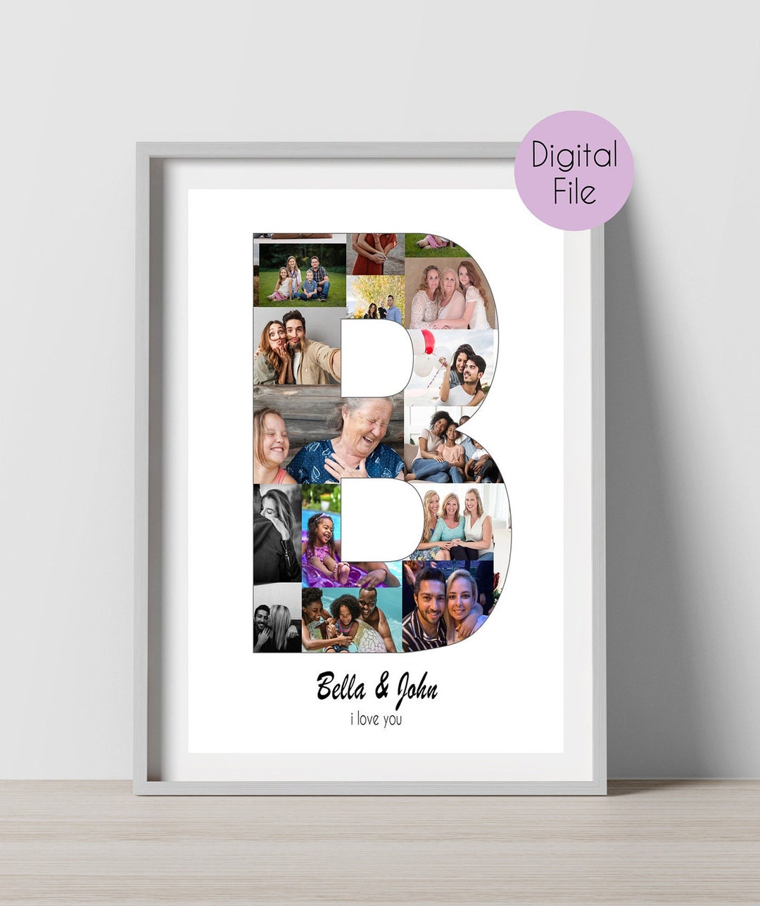 PRINTABLE Custom Any Letter Photo Collage, Custom Name, Printable ...