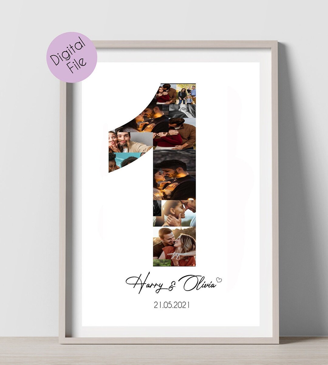 PRINTABLE, 1 Year Anniversary Collage Gift for Boyfriend, 1 Year Gift ...