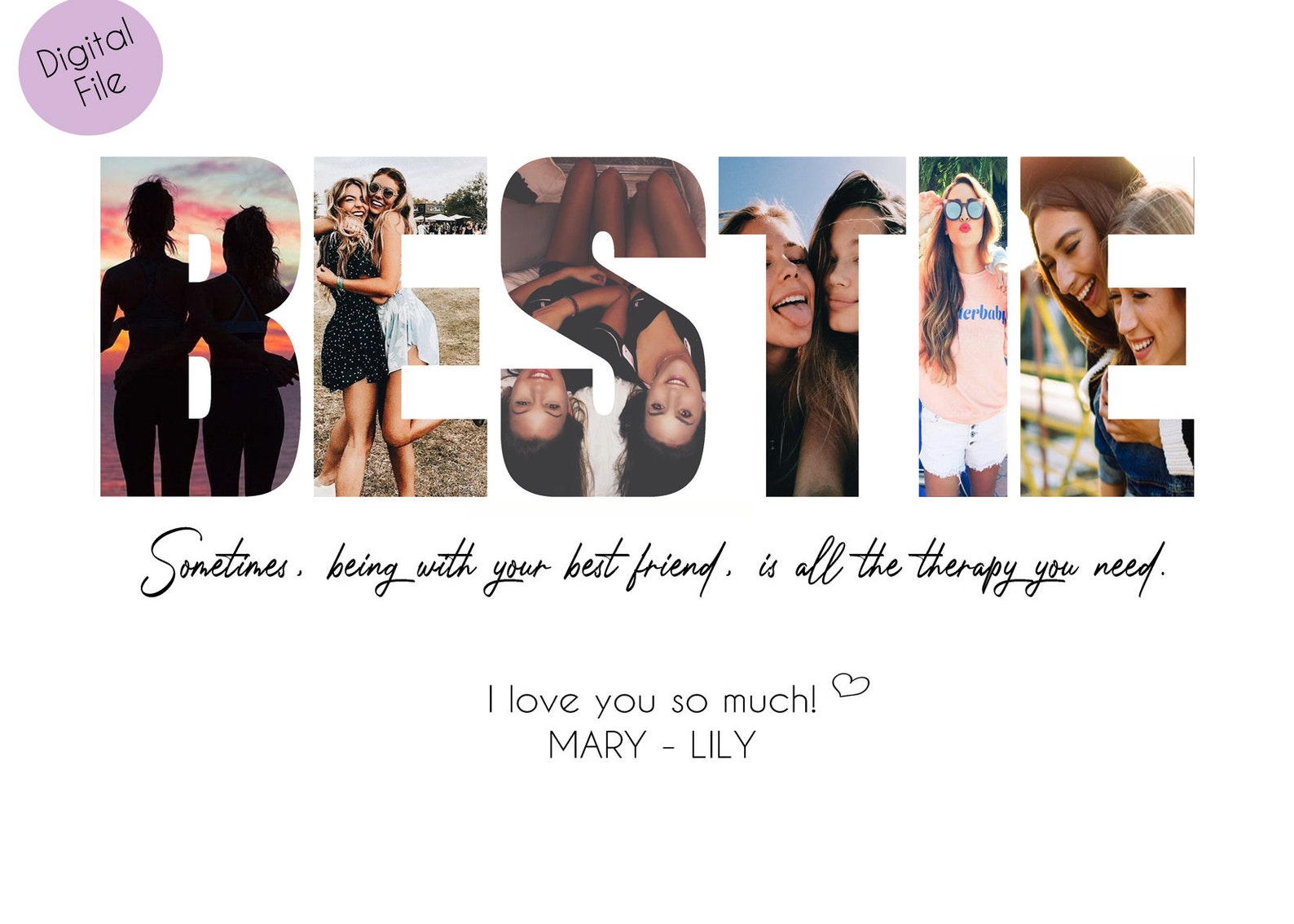 PRINTABLE Custom Name Collage, Personalized Photo Collage, Custom ...