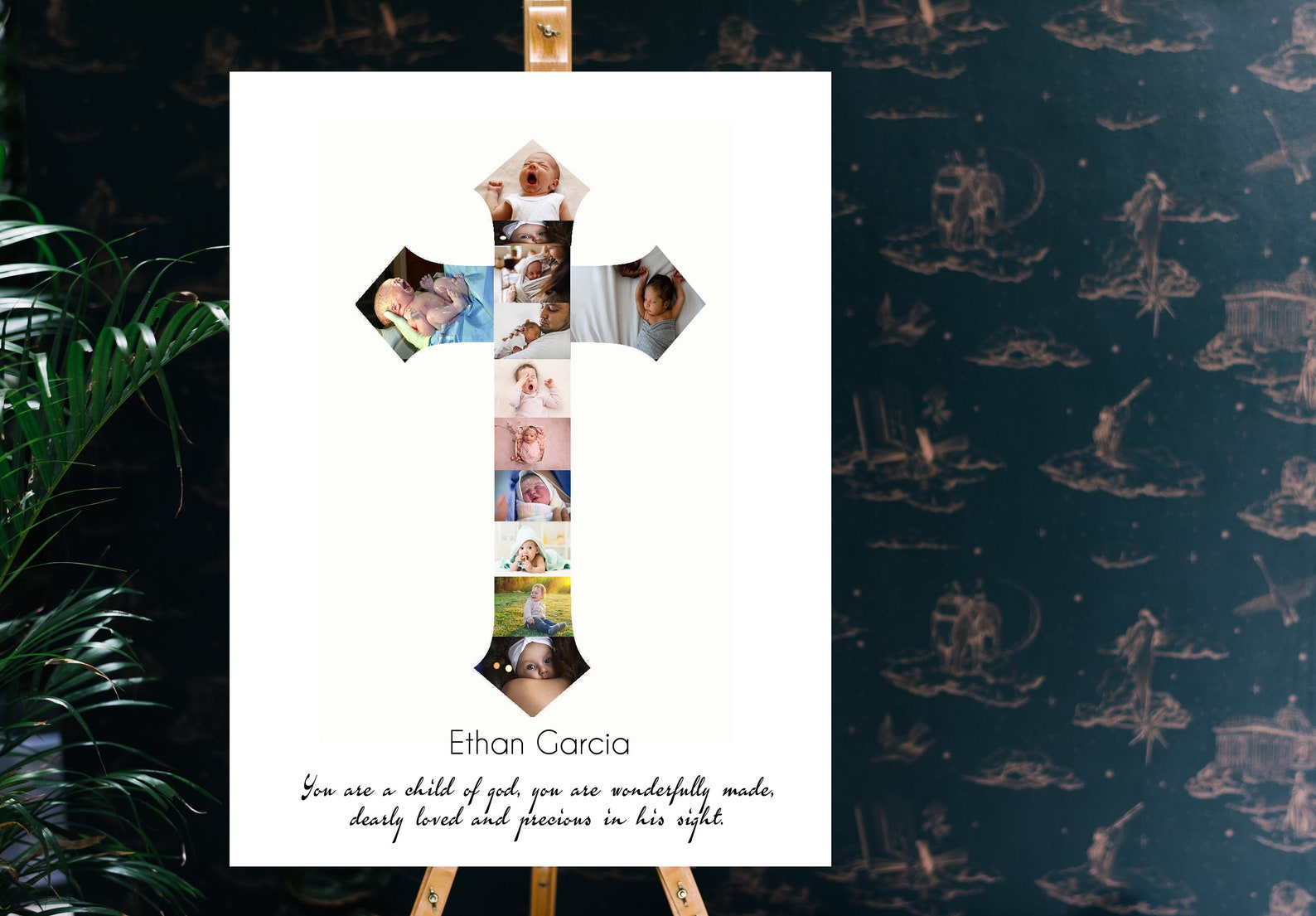 PRINTABLE Custom Cross Photo Collage Baby Baptism Gift - Etsy