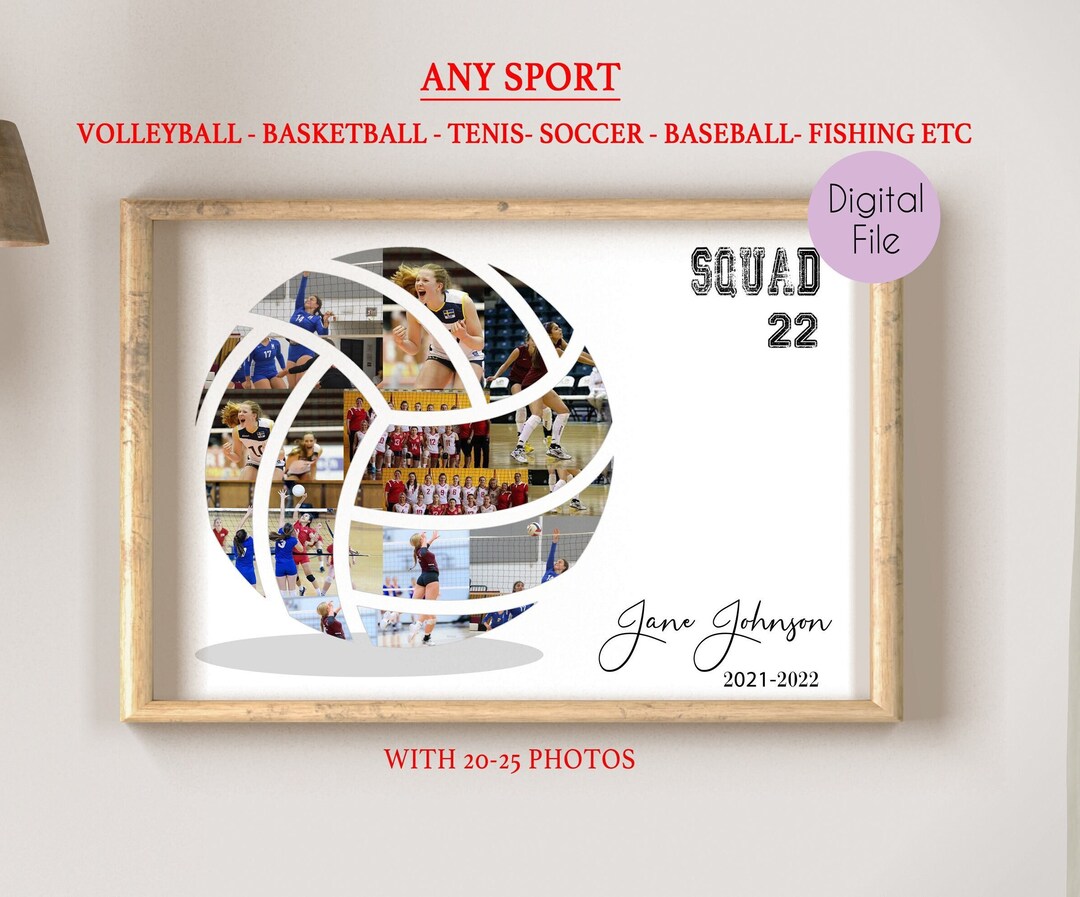 PRINTABLE Volleyball Sport Photo Collage, Senior Night Gifts Volleyball ...