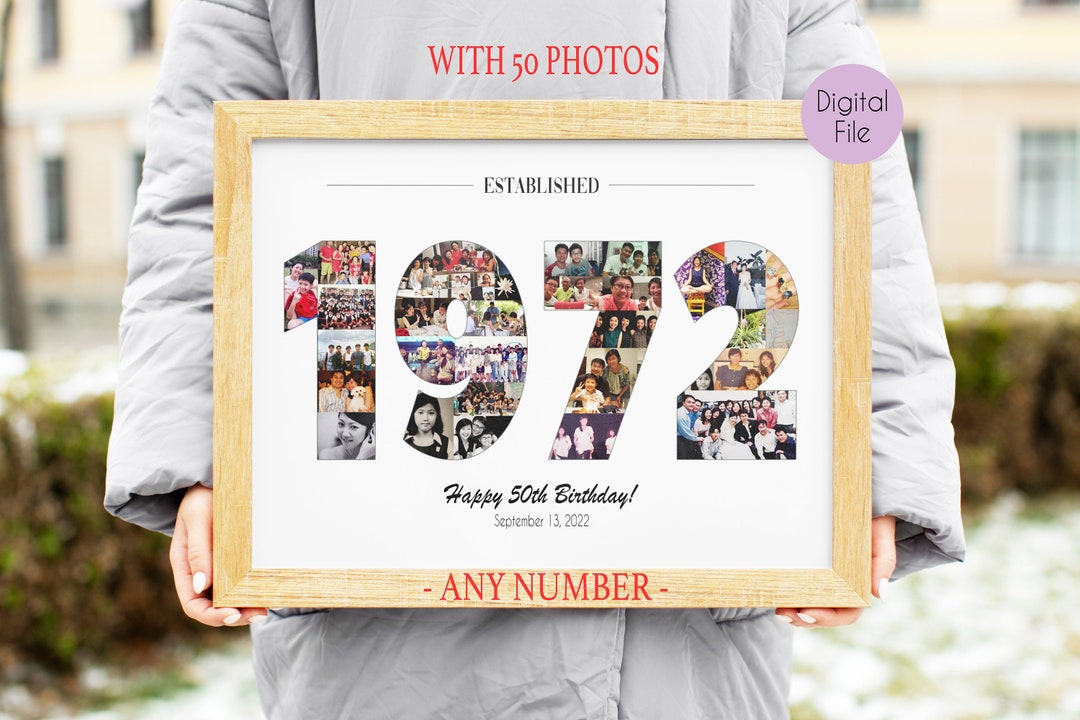 PRINTABLE Custom Year Gift Collage, Birthday Photo Collage, Photo ...