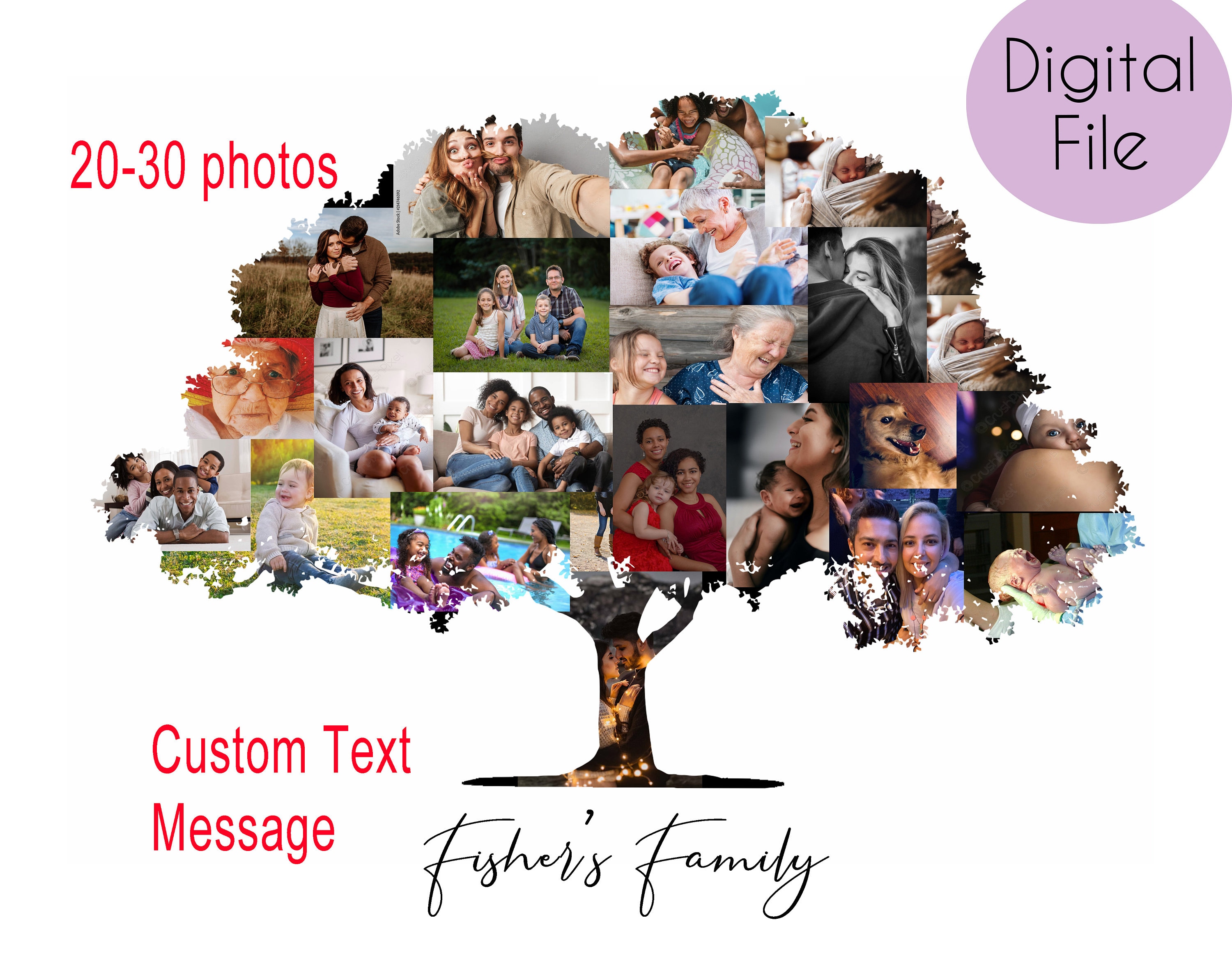 PRINTABLE Custom Family Tree Collage Birthday Gift Collage - Etsy UK