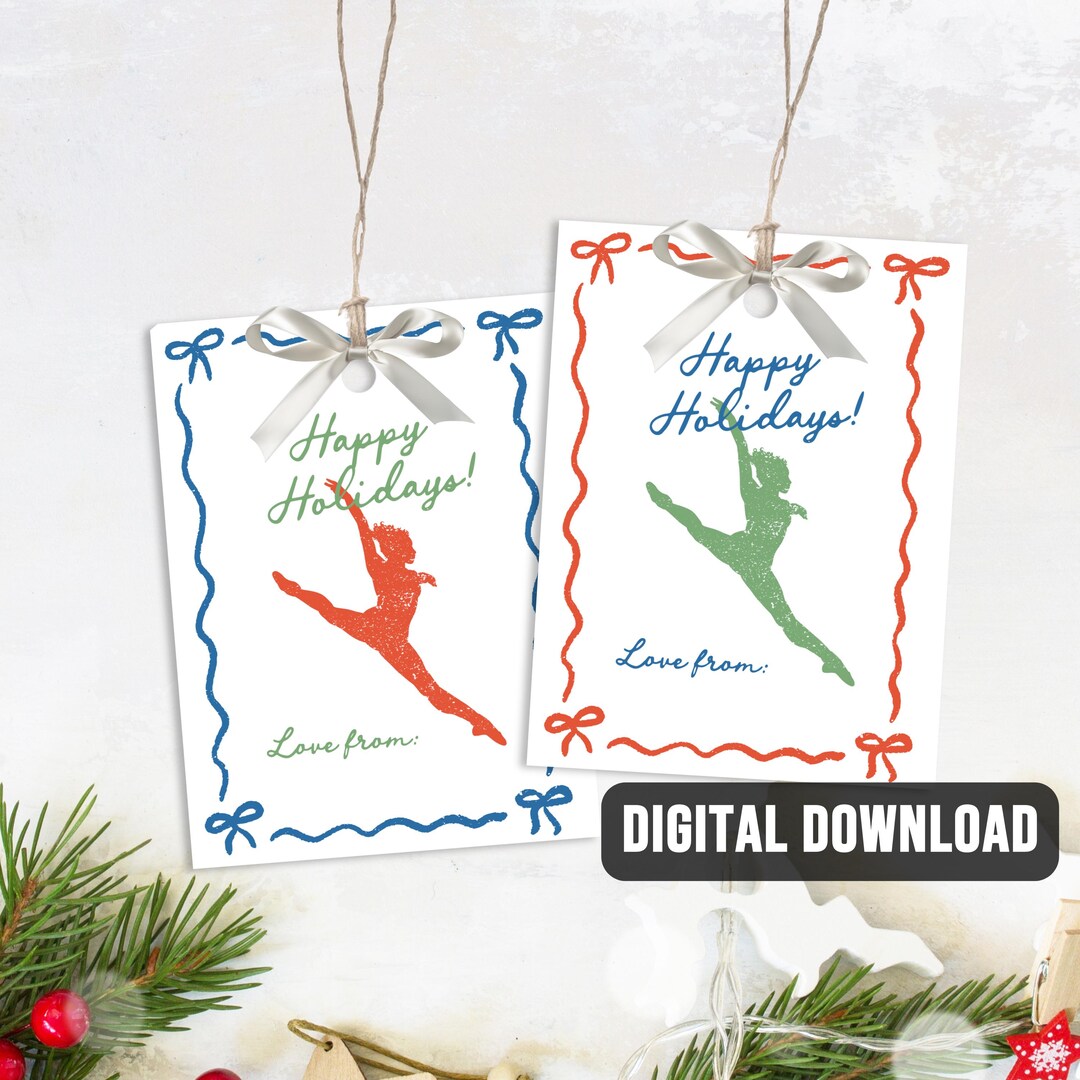 Gymnastics Dance Gift Tag Printable | Dancer Holiday Party Favors for ...