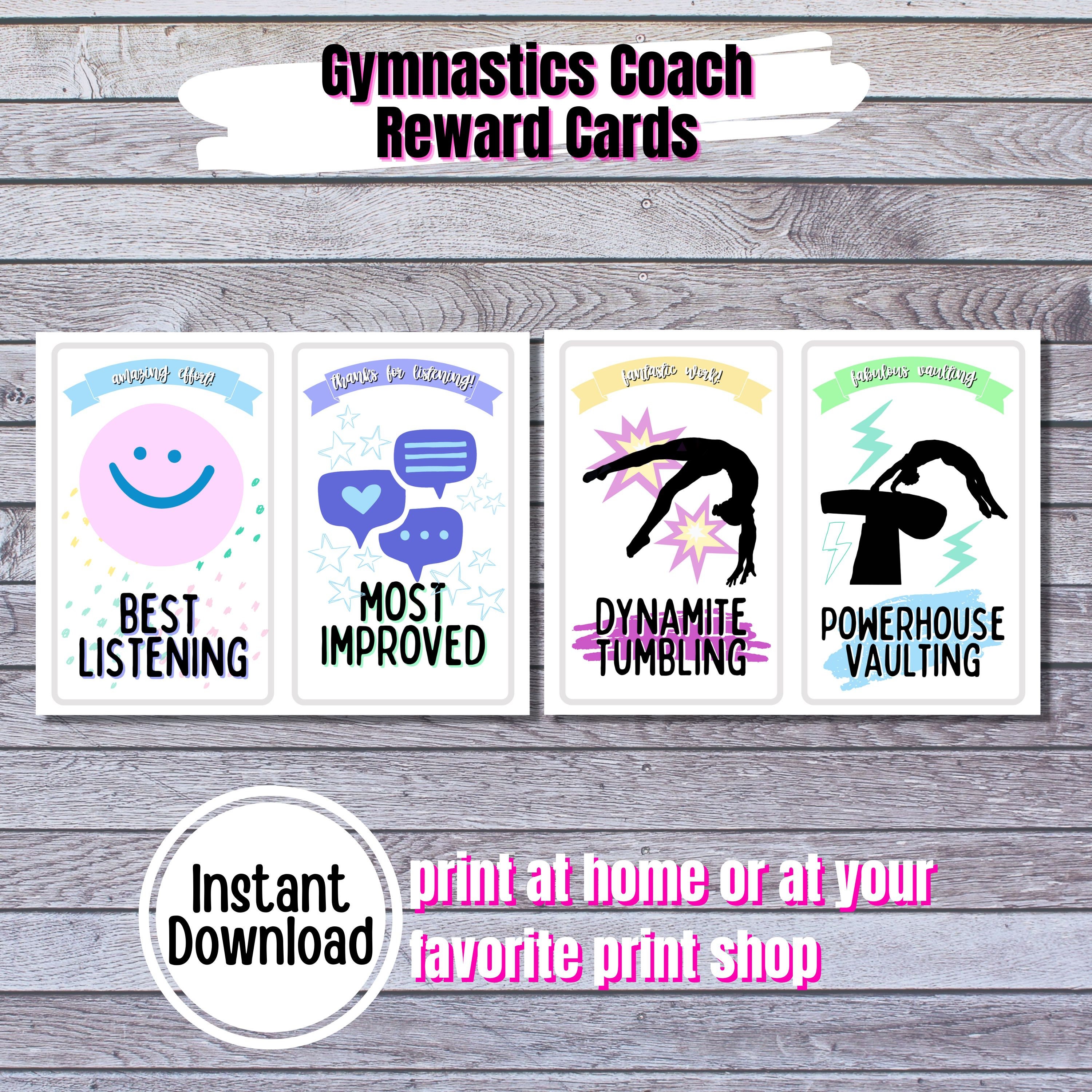 Gymnastics Coach Reward Cards Printable Gymnast Photo Props - Etsy