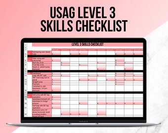 Level 5 Skills Checklist Spreadsheet | Gymnastics Coach Skill Tracker | Gymnastics Practice ...