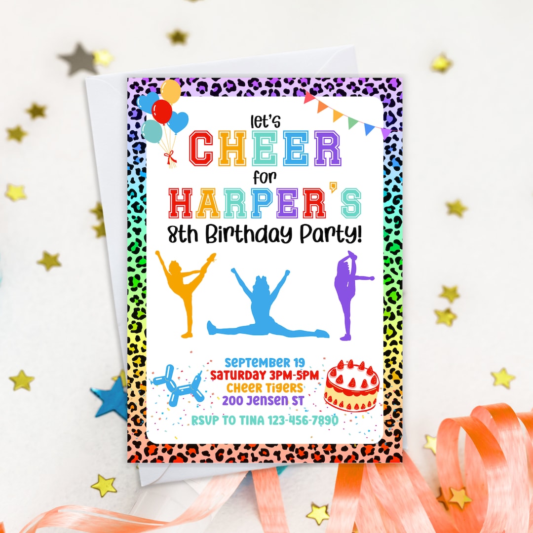 Cheer Birthday Invitation | Cheerleader Custom Party Invite ...