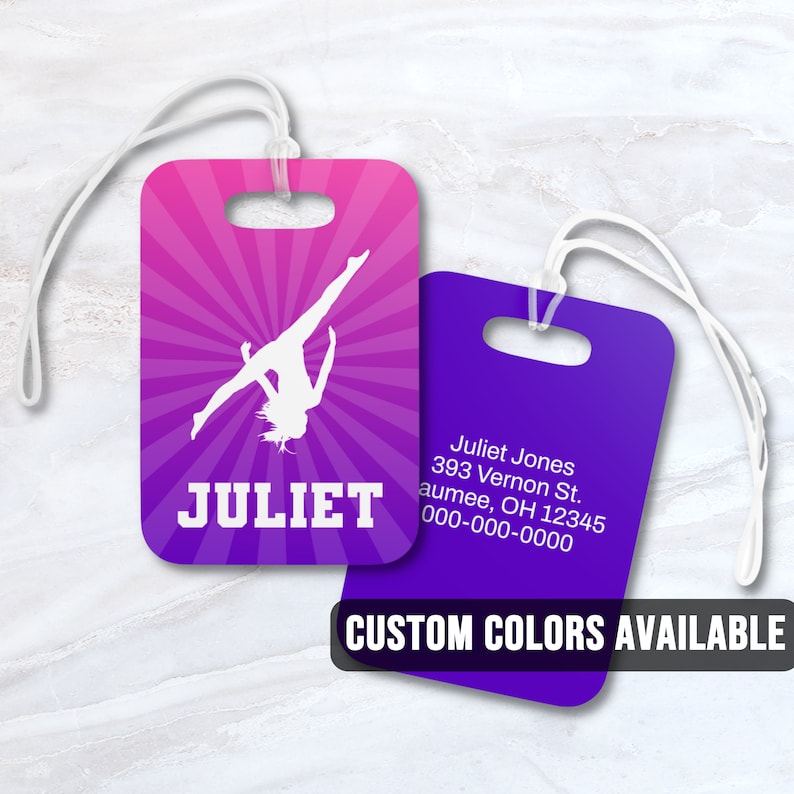 Gymnastics Personalized Bag Tag | Custom Gymnast Luggage Name Tag ...