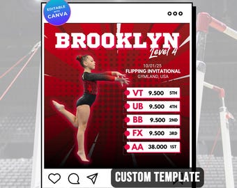 Gymnastics Custom Meet Digital Scorecard | Personalized Social Media ...