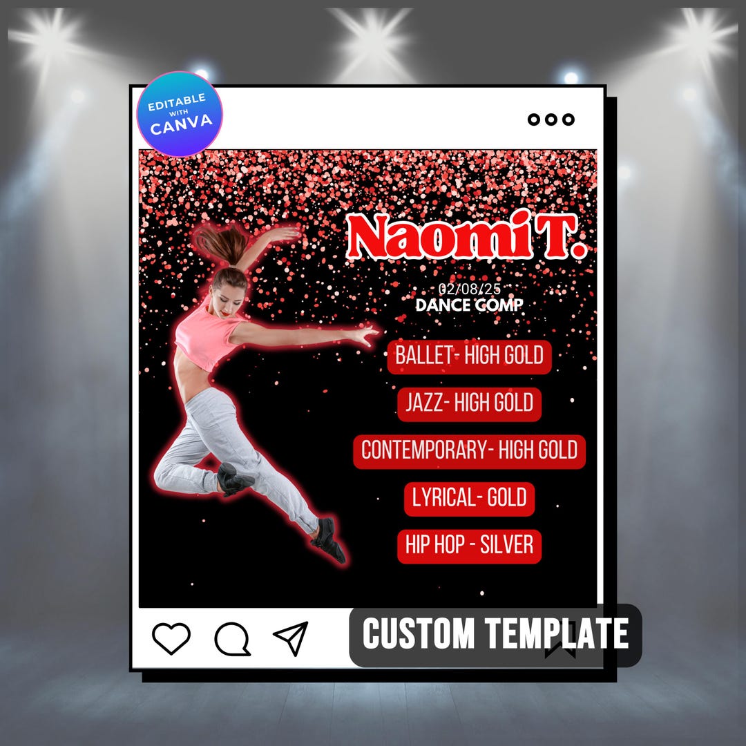 Dance Custom Meet Digital Scorecard Personalized Social Media Post ...