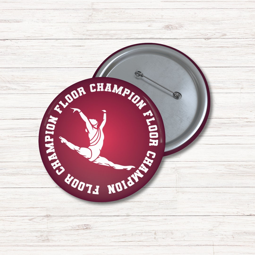 Gymnastics Floor Champion Pin Buttons | Gymnast Team Gift Season Party ...