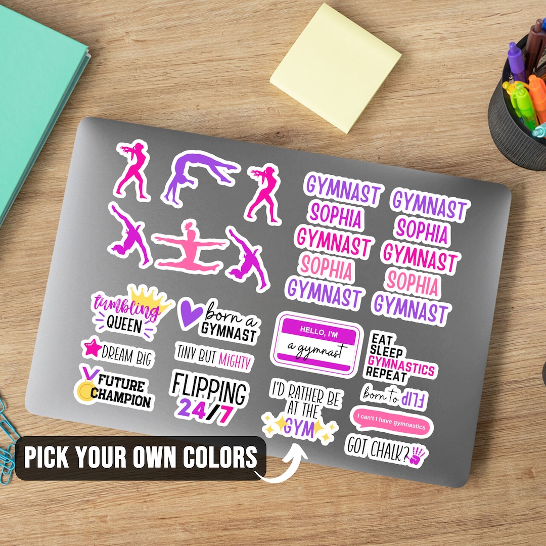 Gymnastics Sticker Pack of 26 | Personalized Gymnast Sticker Sheet for ...