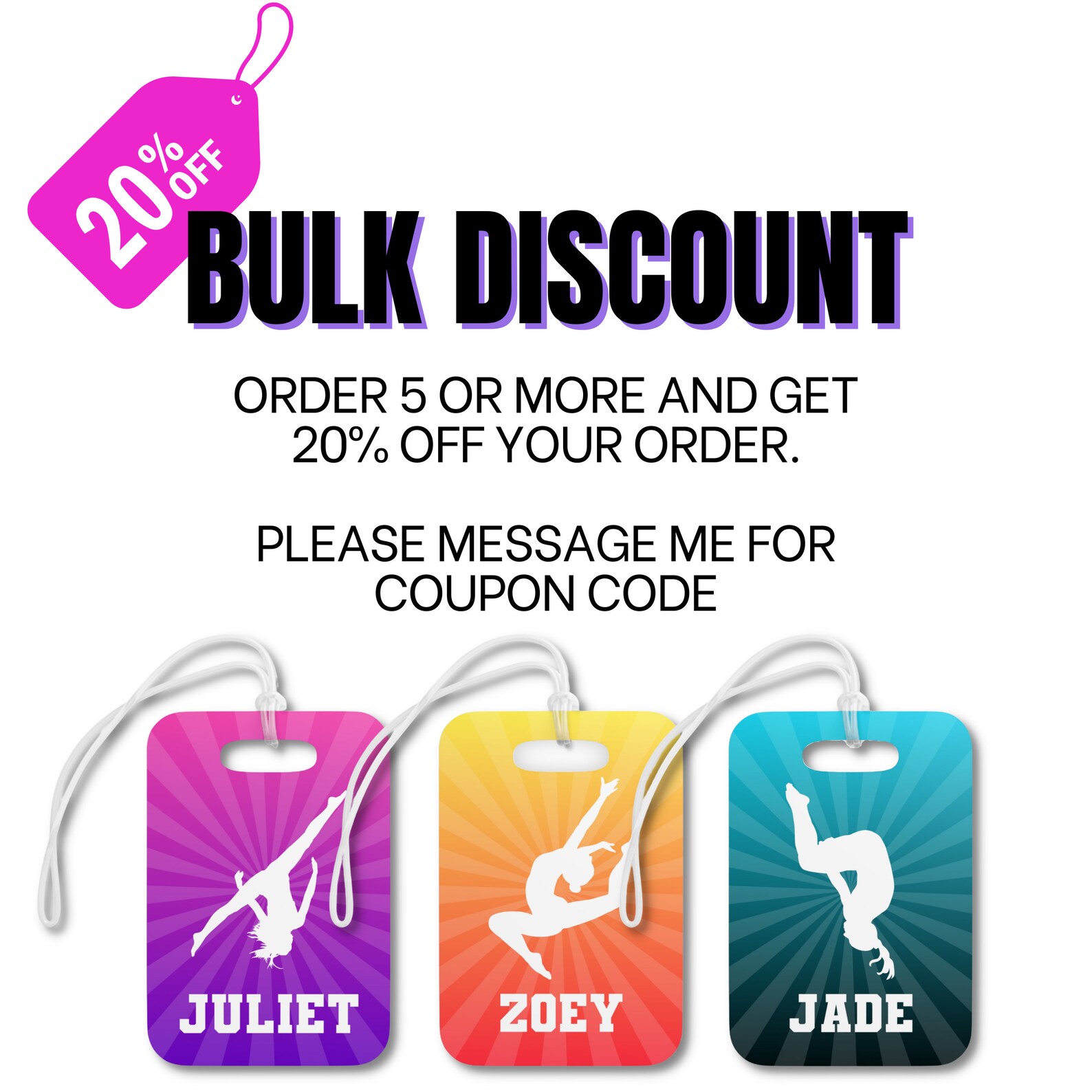 Gymnastics Personalized Bag Tag | Custom Gymnast Luggage Name Tag ...