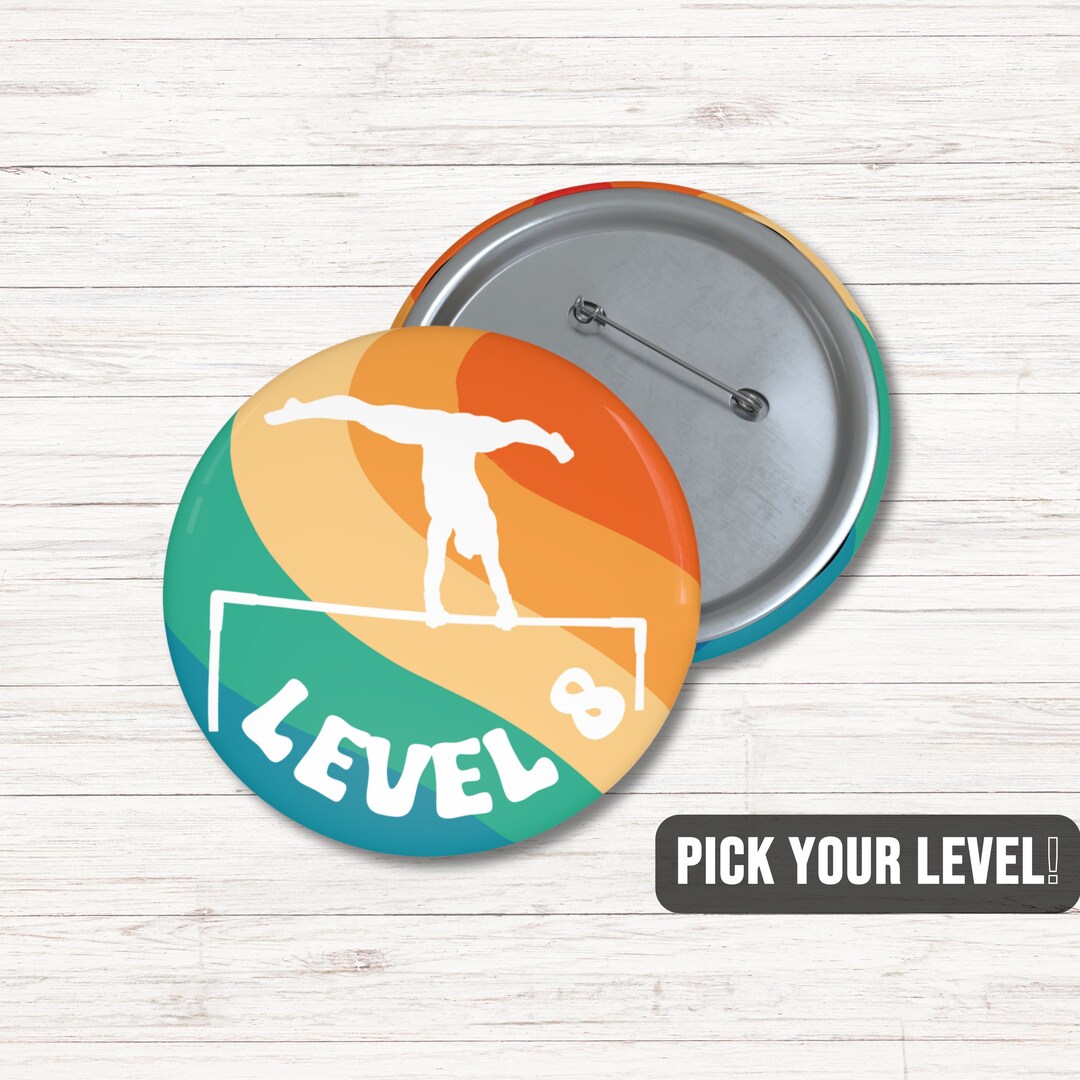 Gymnastics Custom Level Pin Button | Gymnast Team Gift Season Party ...