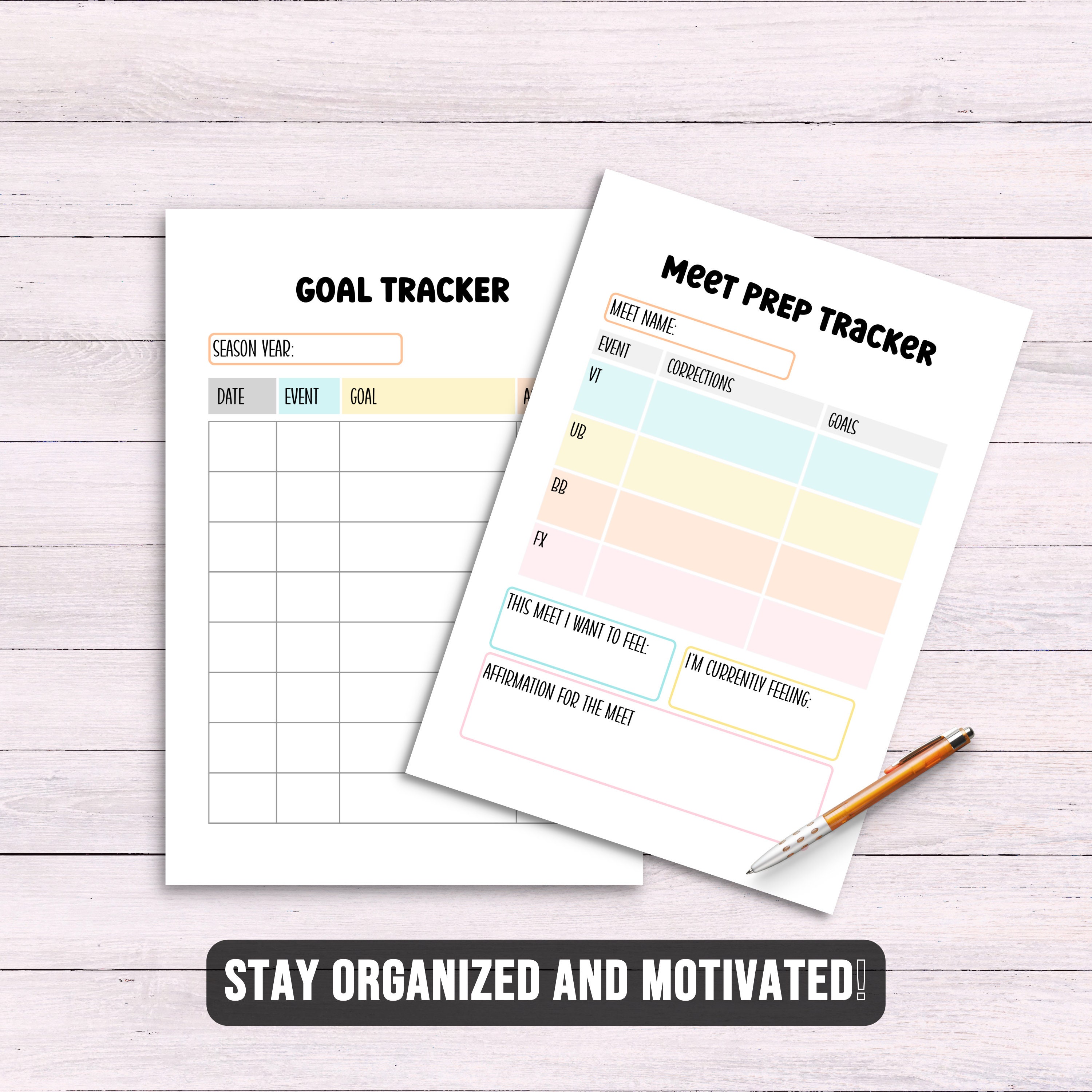 Gymnastics Meet Tracker Printable | Personalized Gymnast Scorebook ...