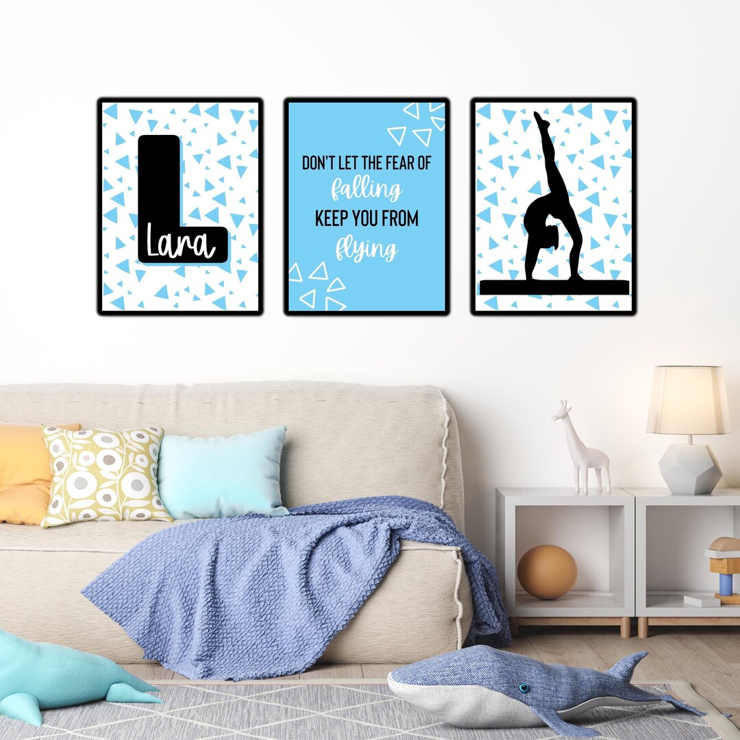 Gymnastics Custom Monogram Set of 3 Prints | Kid's Room Decor Gymnast ...