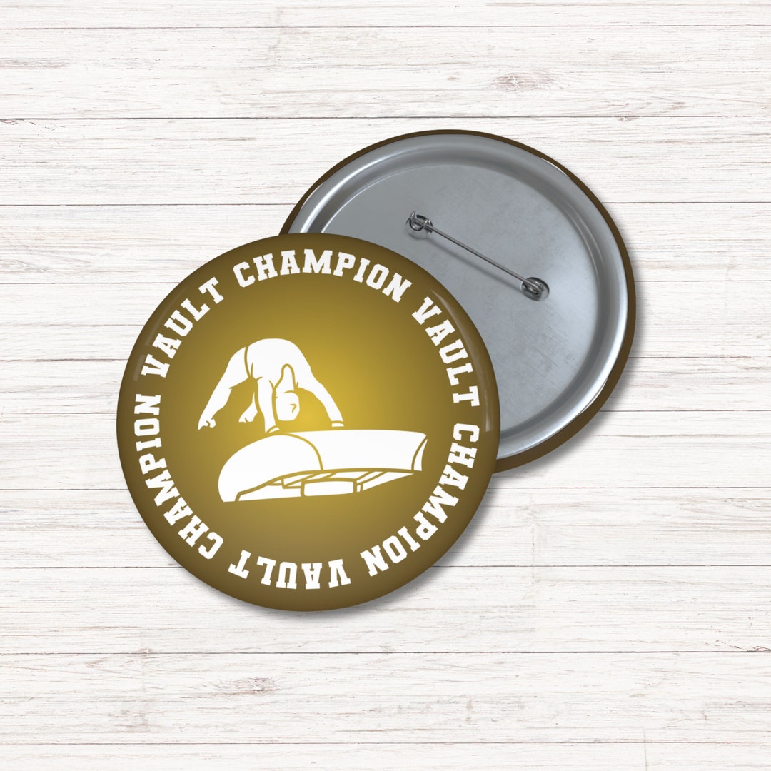 Gymnastics Vault Champion Pin Buttons | Gymnast Team Gift Season Party ...