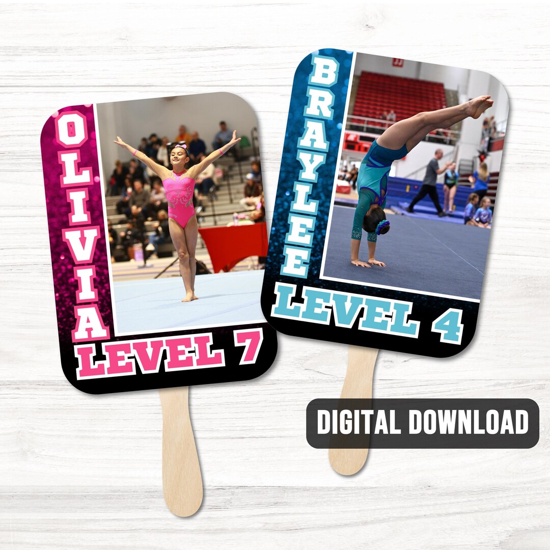 Gymnastics Custom Fan Printable | Gymnast Personalized Handheld Fan ...