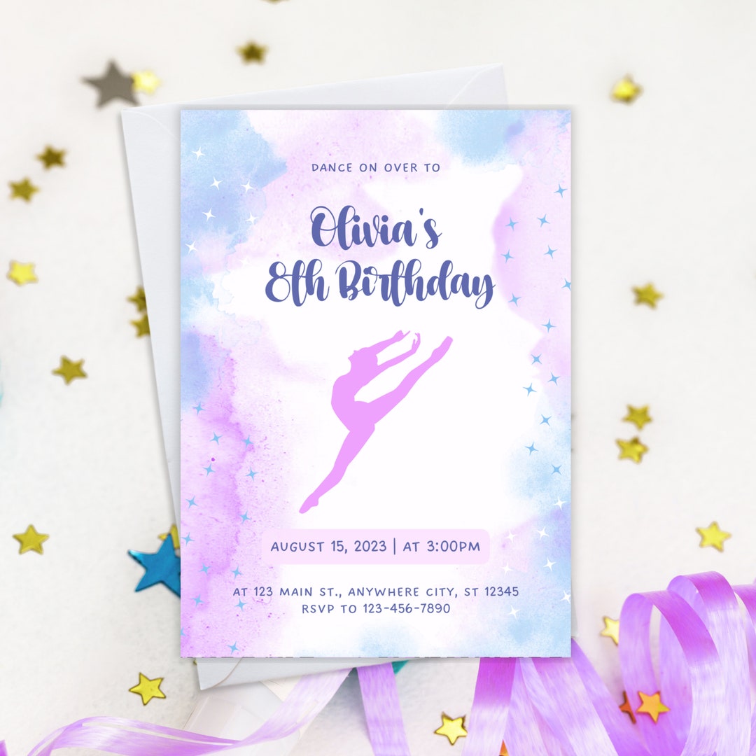 Dance Birthday Invitation | Dancer Custom Party Invite | Ballet Girl ...