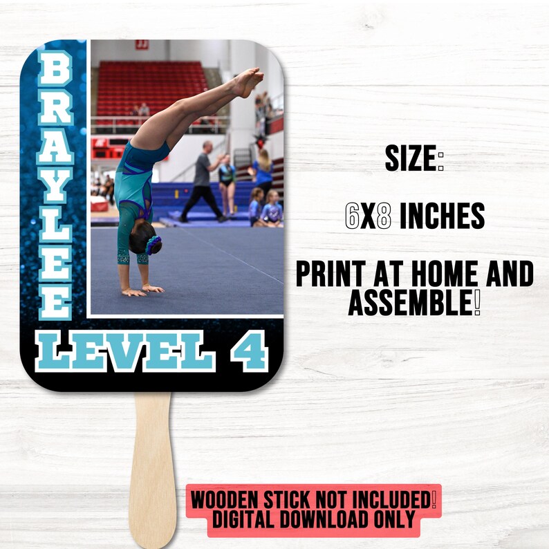 Gymnastics Custom Fan Printable | Gymnast Personalized Handheld Fan ...