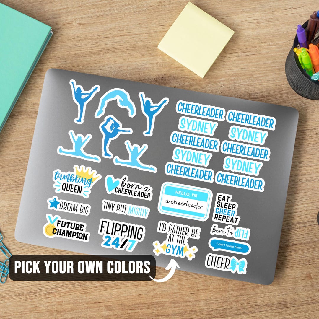 Cheer Sticker Pack of 26 | Personalized Cheerleader Stickers for Laptop ...