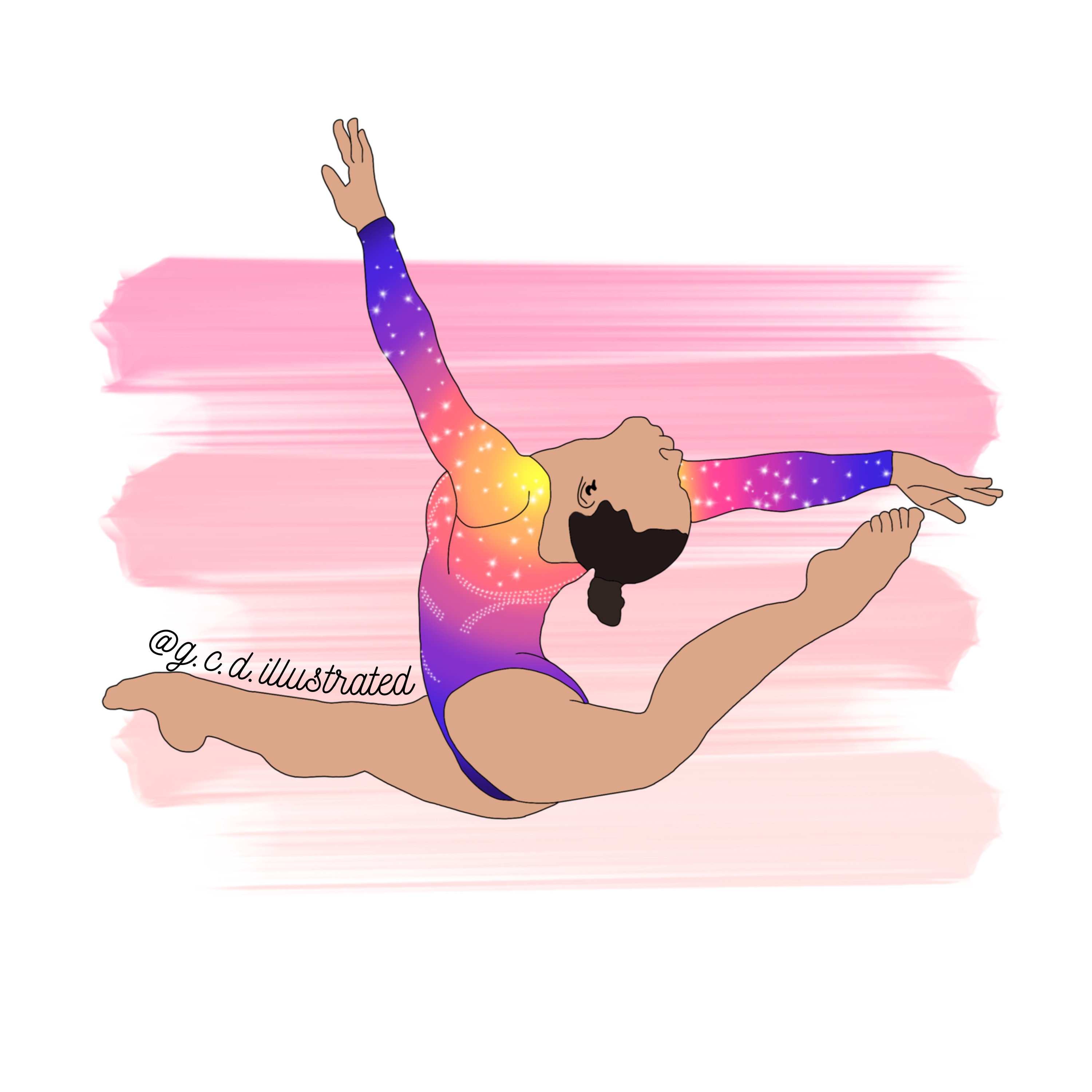 Custom Gymnastics Cheer Dance Illustration Digital Drawing ...