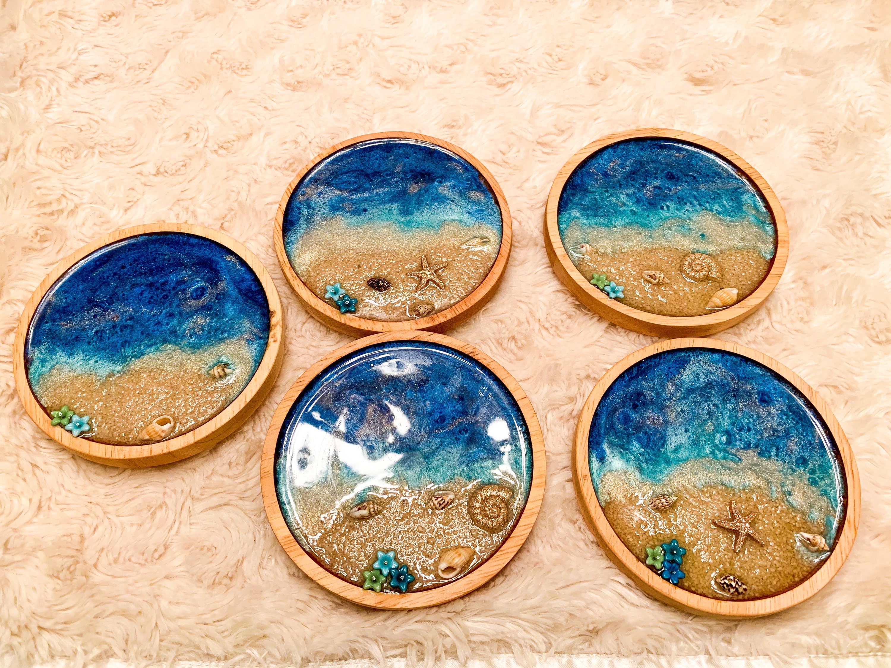 Reclaimed and repurposed Sea n Sand Coasters 5 Count 4 | Etsy