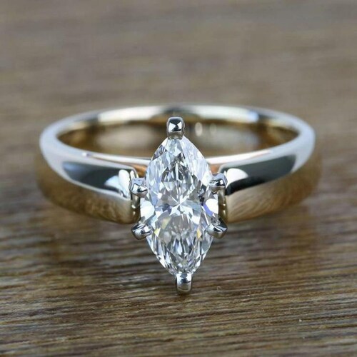 Marquise Solitaire Engagement Ring 1.00 CT Marquise Cut - Etsy