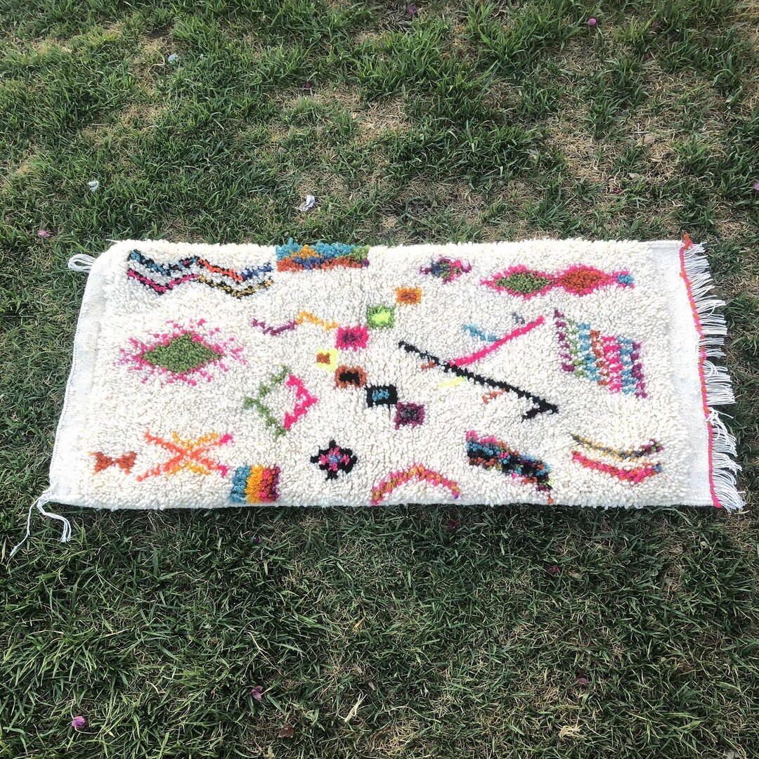 Moroccan Rug Small Beni Ourain Style - Small Handwoven Rug, Bathroom ...