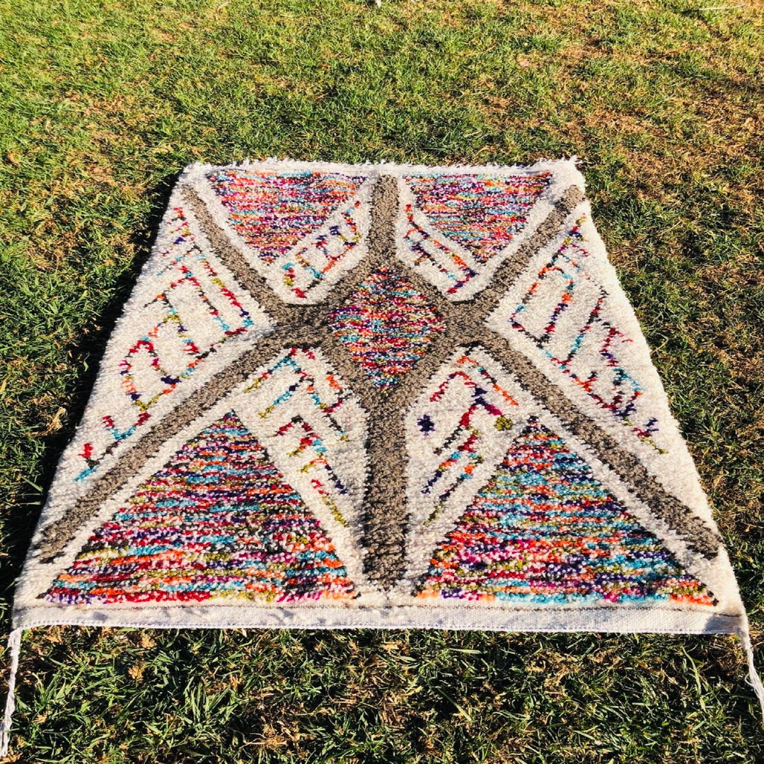 Moroccan Rug Small Beni Ourain Style -150x100 CM Small Handwoven Rug ...