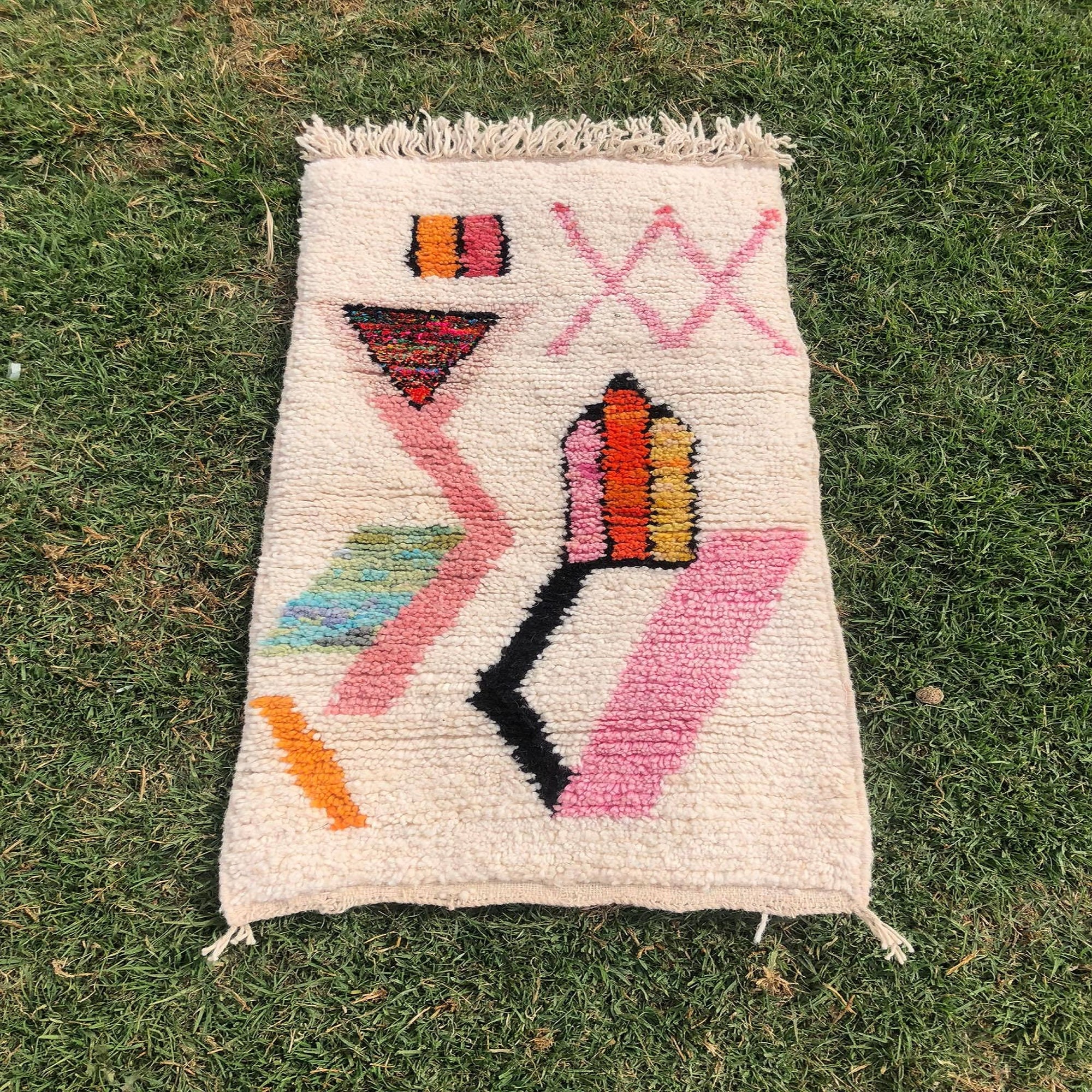 Moroccan Rug Small Beni Ourain Style -110x57 CM Small Handwoven Rug ...