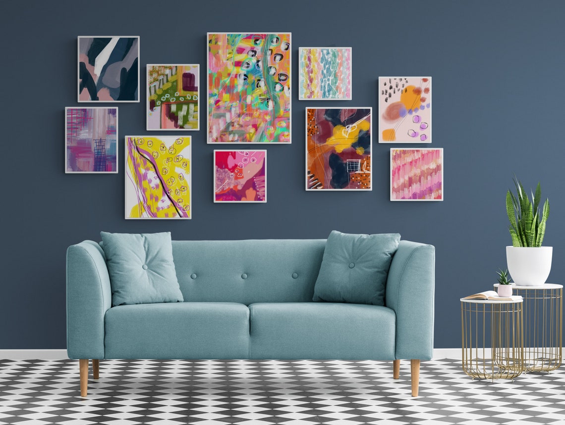 Colorful Gallery Wall Set Colorful Abstract Art Intuitive - Etsy