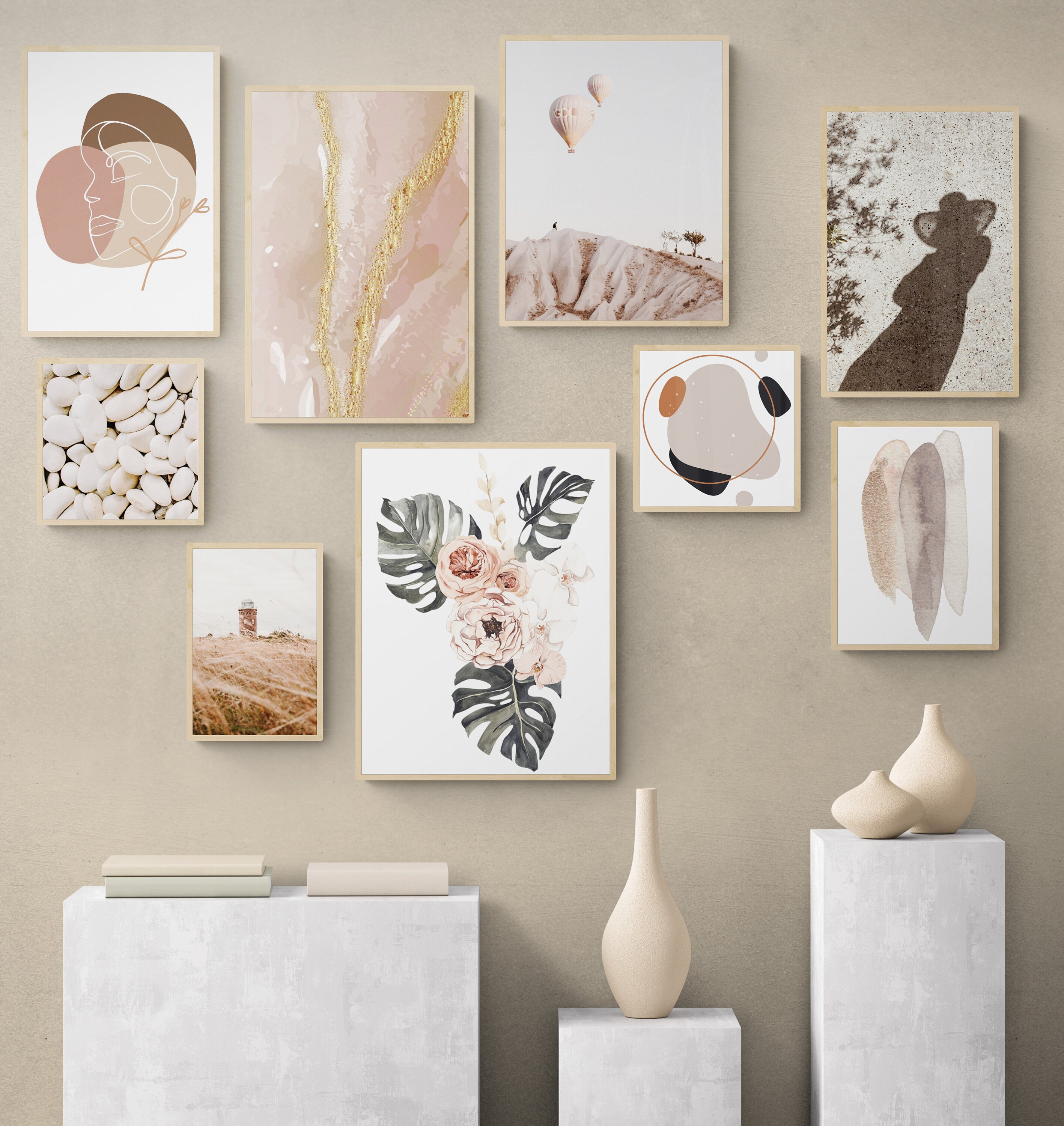 Neutral Gallery Wall Boho Gallery Wall Set Bohemian Wall | Etsy