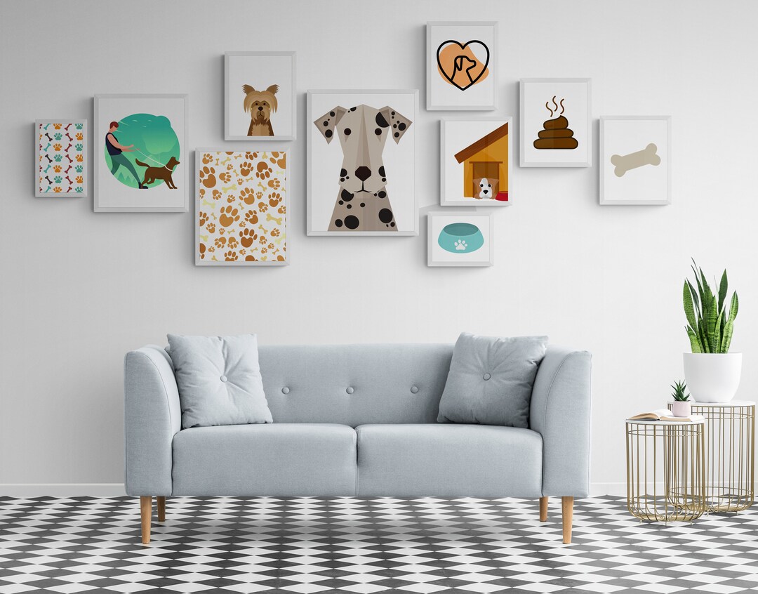 Dog Wall Art, Veterinarian Art Prints, Wall Art Set Dogs, Dog Themed ...